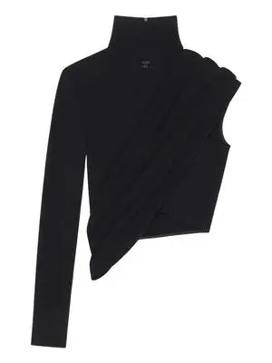 COURREGES Asymmetrical Crop Top - Black
