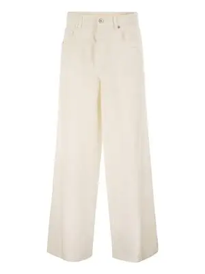 Brunello Cucinelli BRUNELLO CUCINELLI Relaxed Trousers In Dyed Denim Cream