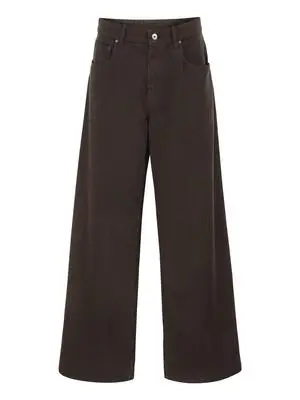 Brunello Cucinelli BRUNELLO CUCINELLI Relaxed Denim Trousers With Monile Detailing Brown