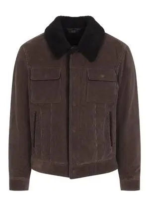 TOM FORD TOM FORD 900 Wale Cord Shearling Collar Trucker Brown
