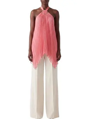 Max Mara MAX MARA Valzer Pleated Polyester Top Pink