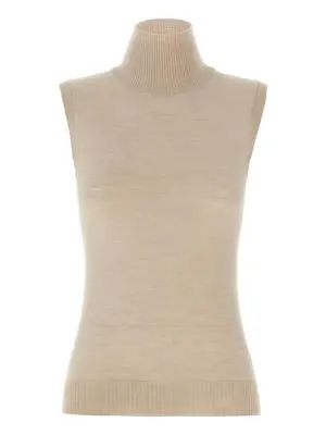 Sportmax Vertigo Pure Wool Sleeveless Top - Cream