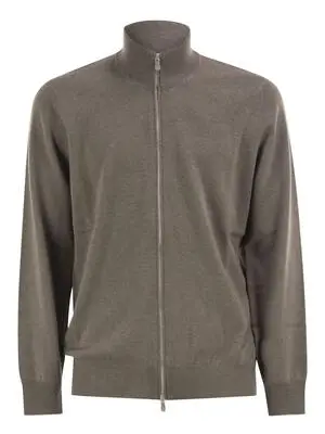 Brunello Cucinelli BRUNELLO CUCINELLI High-Necked Cashmere Cardigan With Zip Gray