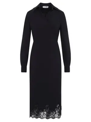 Alberta Ferretti Tropical Midi Dress - Black
