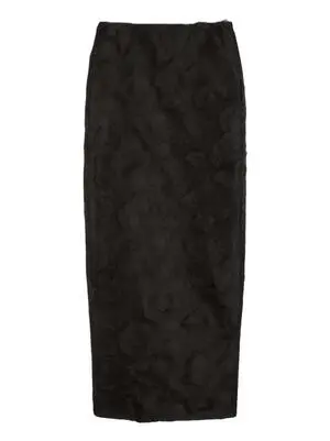 Max Mara Silk Jacquard Midi Skirt - Black