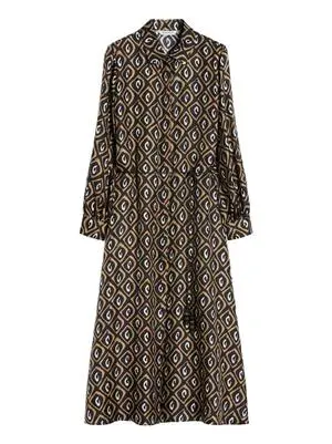 Max Mara Printed Silk Twill Shirt Dress - Black