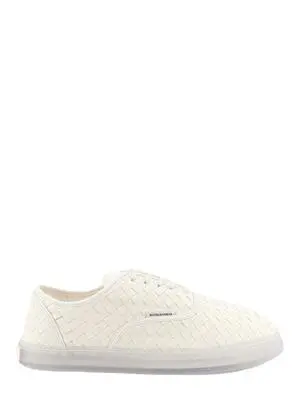 Bottega Veneta Serena Woven Lamb Nappa Sneakers - White