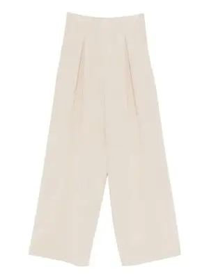 Max Mara MAX MARA Pleated Silk Trousers Brown