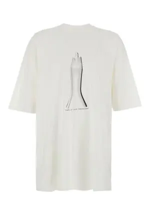 Rick Owens Crew Neck T-shirt With Maxi Print On The Front In Cotton For - White