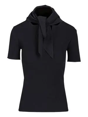 Max Mara MAX MARA Viscose Crepe Scarf Sweater Blue