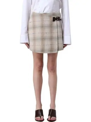 Loewe LOEWE Check Wool And Cashmere Mini Skirt Cream