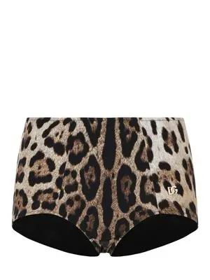 Dolce & Gabbana Leo Print Stretch Polyamide Beach Culottes - Brown