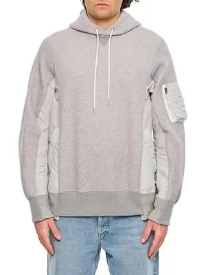 Sacai Terry Sweatshirt With Twill And Nylon Hood - Multicolor