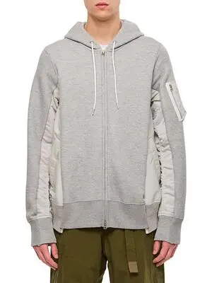 Sacai Sweatshirt With Nylon Twill Hoodie - Multicolor