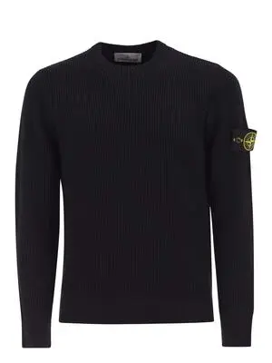 Stone Island Crew-neck Jumper With Ribbed Edges - Blue