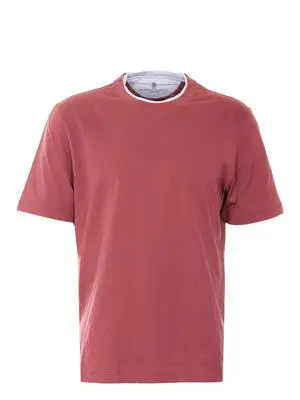 Brunello Cucinelli T-shirt With Faux Layering - Red