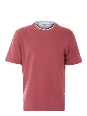 Brunello Cucinelli T-shirt With Faux Layering - Red