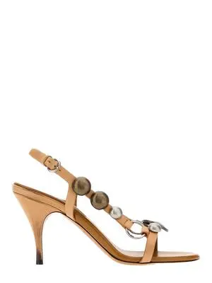 Miu Miu Leather Sandals With Studs - Multicolor