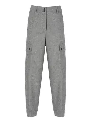 Peserico Wool-blend Melange Cargo Trousers - Gray