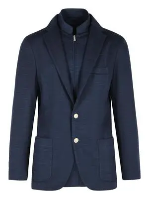 Eleventy Dark Cotton Blend Blazer - Blue