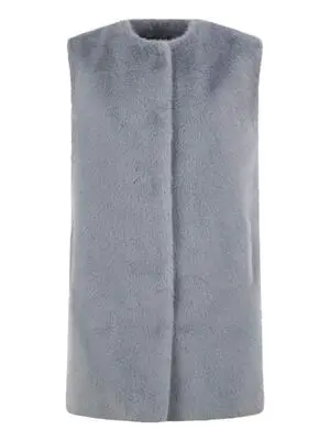 Herno Long Faux Fur-effect Gilet - Blue