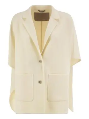Herno Double Wool Cape With Lapel Collar - White