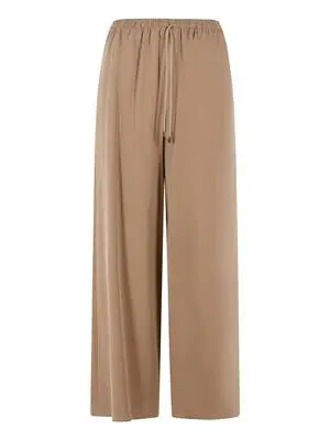Max Mara Genero Wide Trousers In Washed Hazelnut Silk - Cream