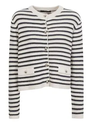Max Mara Striped Cardigan Cream