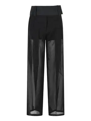 Sportmax Ferito Loose Pants In Organzato Cotton Voile - Black