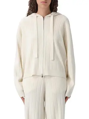 Max Mara Zip-up Cashmere Knit Hoodie - White