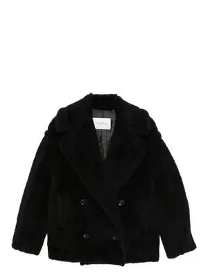 Max Mara Shearling And Alpaca Wool Double-breasted Jacket - Black