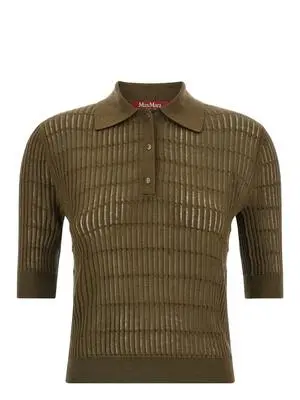Max Mara Wool And Silk Knit Polo Shirt - Green
