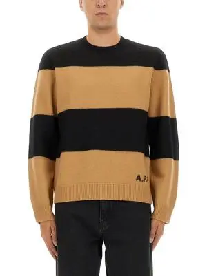A.p.c. Striped Virgin Wool Edwardo Sweater - Black