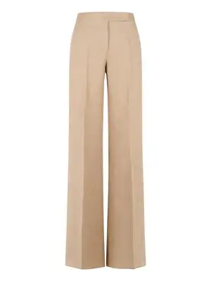 Max Mara Regular Fit Linen Natté Trousers - Cream
