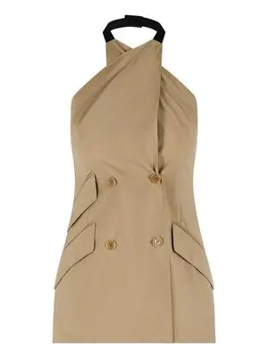 Max Mara MAX MARA Nuraghe Sleeveless Jacket In Camel Wool And Silk Poplin Cream