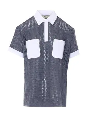Fendi Military Mesh Polo - Gray
