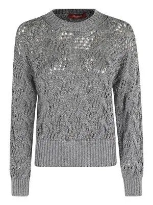 Max Mara Metallic Blend Pointelle Pullover - Gray