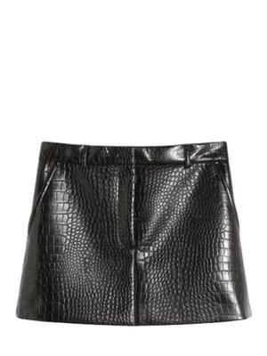 Sportmax Patent Leather Alligator Mini Skirt - Black