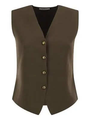 Max Mara Viscose Knit Waistcoat With Gold-tone Buttons - Yellow