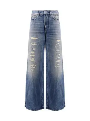 Dior Flared Jeans With Destroyed Effect - Multicolor