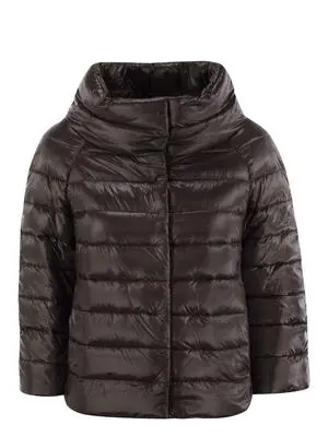 Herno Mini Cape With Jewelled Sleeves - Brown