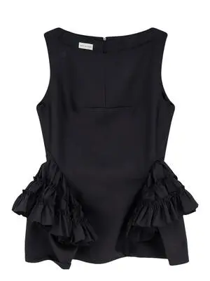 Dries Van Noten Casey Wool And Silk Top - Black