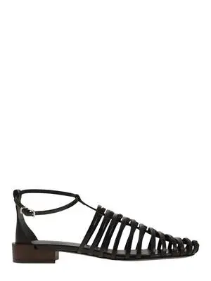 TOD'S Leather Strappy Sandal - Black