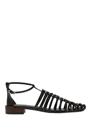 TOD'S Leather Strappy Sandal - Black