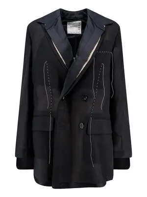 Sacai Silk And Organza Blazer - Black
