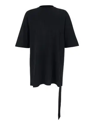 Rick Owens Cotton Crew Neck T-shirt With Raised Collar - Black