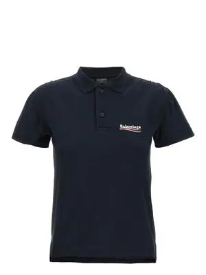 Balenciaga Logo Embroidery Polo Shirt - Blue