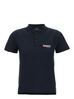 Balenciaga Logo Embroidery Polo Shirt - Blue