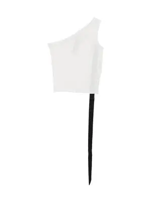 Rick Owens Ziggy One-shoulder Top With Ribbon - White