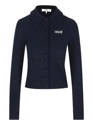 Chloé Wool Button Detailed Cardigan - Blue